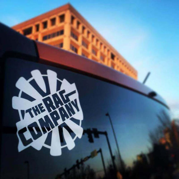 4.5" White TRC Logo Vinyl Sticker | The Rag Company